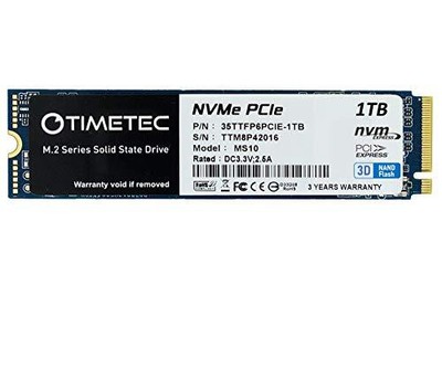 TIMETEC 1TB SSD NVMe PCIe Gen3x4 8Gb / s M.2 2280 3D NAND TLC 600TBW High Perfor £129.88 ...