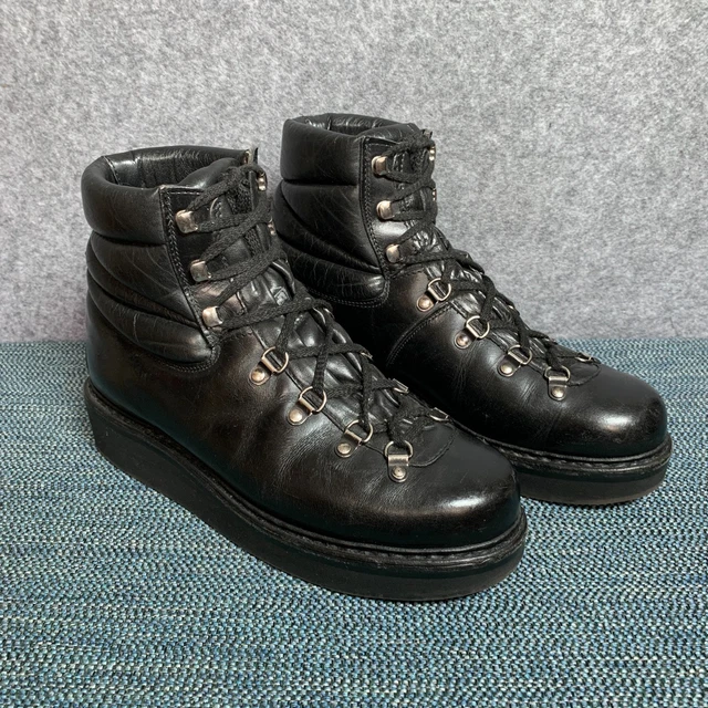 VTG DEWALD CURLING Boots Mens Ice Stock Sport NonSlip Black Leather UK ...
