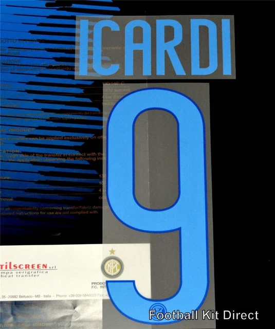 INTER MILAN ICARDI 9 Football Badge Name/Number Set Home Player Size ...