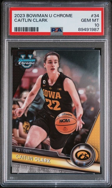 2023 BOWMAN UNIVERSITY Chrome 34 Caitlin Clark Psa 10 Gem-Mt EUR 21,17 ...