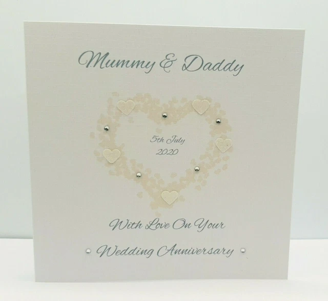 PERSONALISED HANDMADE WEDDING Anniversary Card Mummy Daddy Mum Dad personalised-handmade-wedding-anniversary-card-mummy-daddy-mum-dad