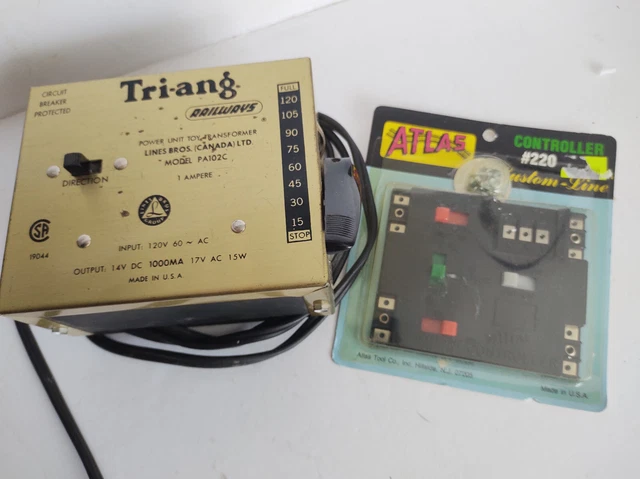 TRI-ANG RAILWAYS POWER Unit Toy Transformer PA102C & Atlas Controller ...