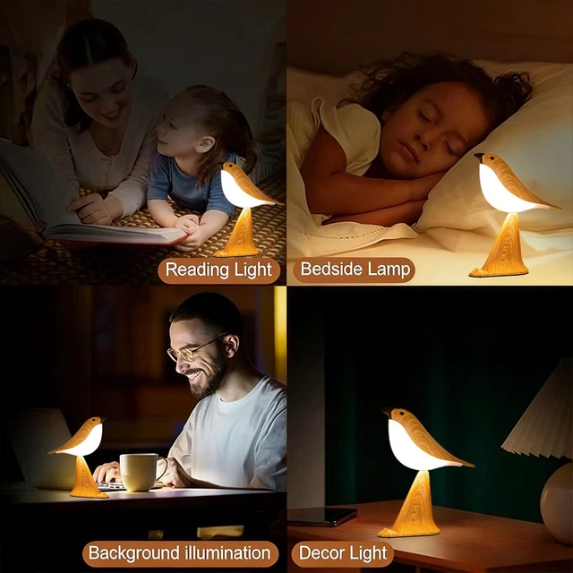 BIRD NIGHT LIGHTS Cordless LED Table Lamp Aromatherapy Phone Stand ...