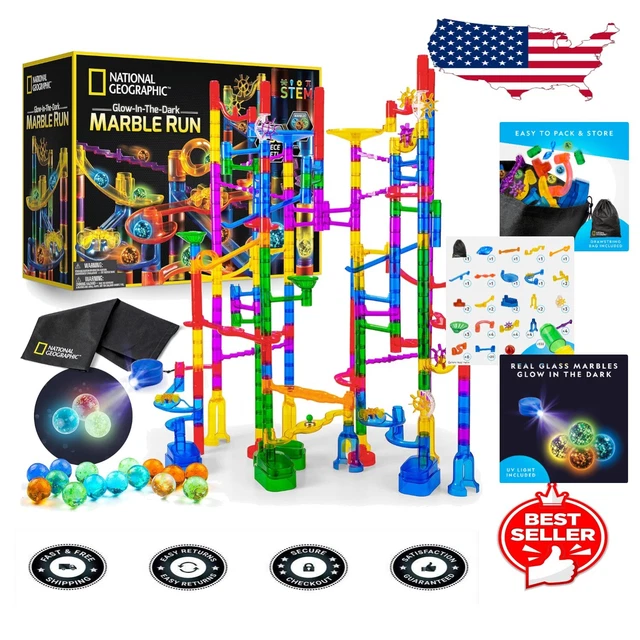 NATIONAL GEOGRAPHIC 250-PIECE Glow in the Dark Marble Run Construction ...