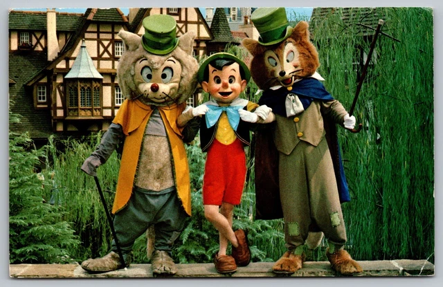 CARTOLINA VINTAGE PINOCCHIO Foulfellow Gideon Fantasyland Walt Disney ...