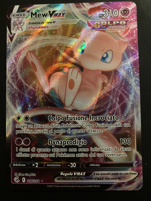 CARTA POKÉMON MEW VMAX Colpo Fusione 114/264 ultra rara mint full art nuova EUR 19,90 - PicClick FR