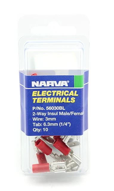 2X NARVA ELECTRICAL TERMINAL 2-WAY MALE/FEMALE CONNECTORS 2.5-3mm 10Pcs ...