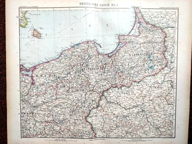 LARGE DETAILED MAP +East and West Prussia + 1900 +Königsberg, Elbing ...
