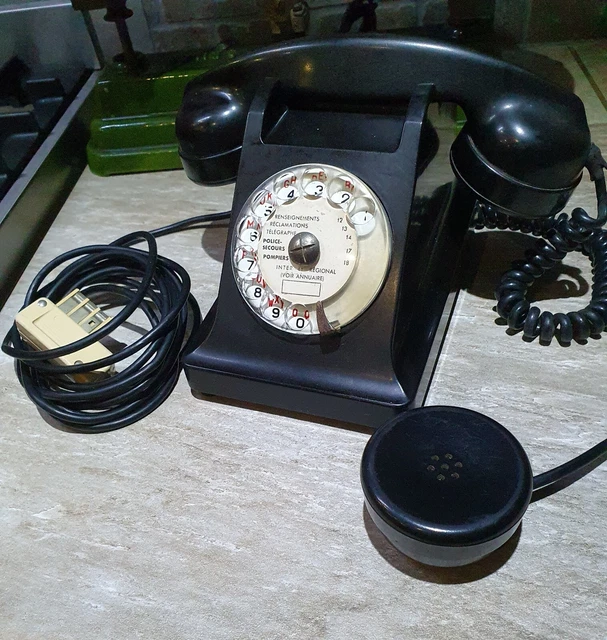ERICSSON BAKELITE ROTARY Dial Telephone Black -Aditional Monitor Ear ...