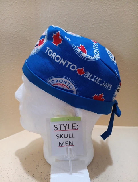 TORONTO BLUE JAYS MLB Men's Skull/Chemo Surgical Scrub Hat/Cap Handmade ...
