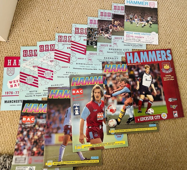 WEST HAM UNITED Football Programmes (League Cup, FA Cup & League) 1977 ...