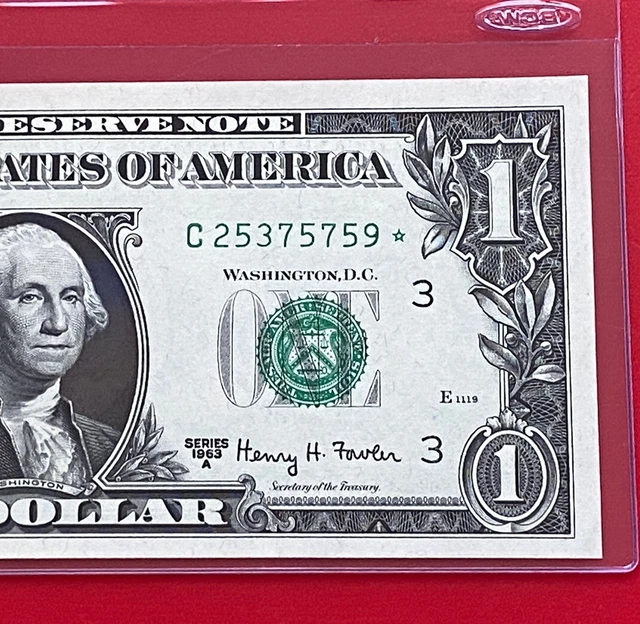 1963A STAR NOTE $1 Dollar Bill ( Philadelphia) Uncirculated $19.00 ...