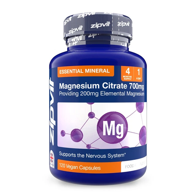 MAGNESIUM CITRATE CAPSULES 700mg, 200mg Elemental Magnesium, 4 Months ...