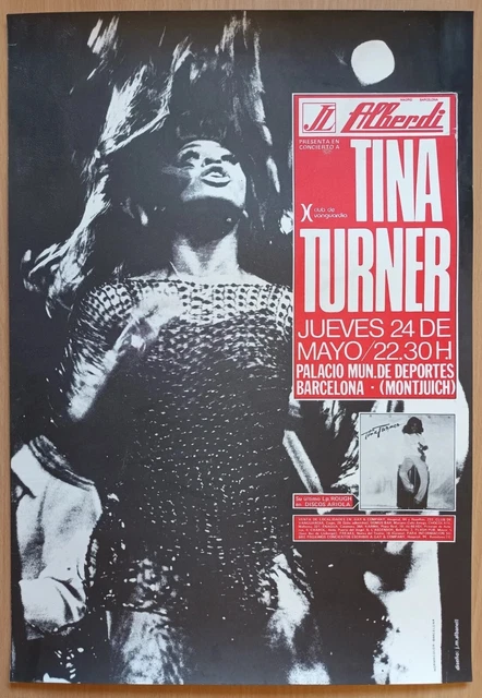 TINA TURNER ORIGINAL 1979 Barcelona CONCERT POSTER black & red wild ...