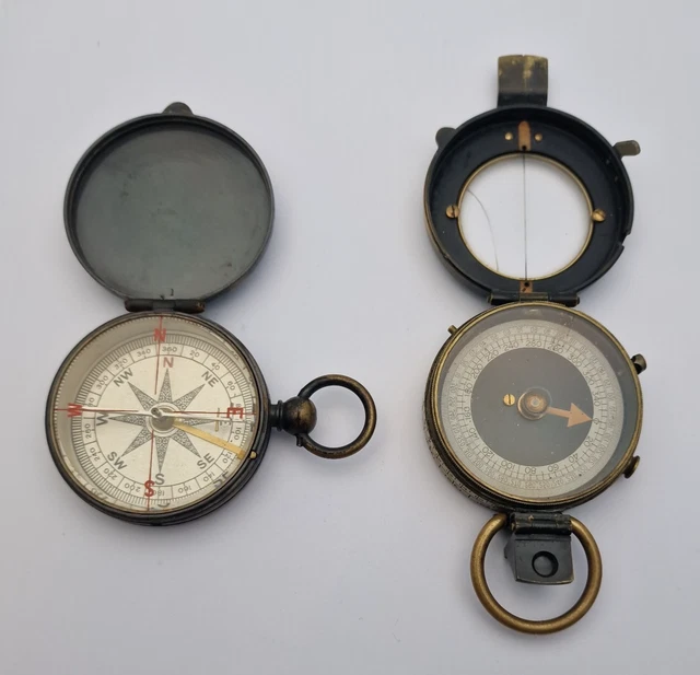 ANTIQUE WW1 MILITARY Compass Dated 1917 & 1 Other Quality Vintage ...