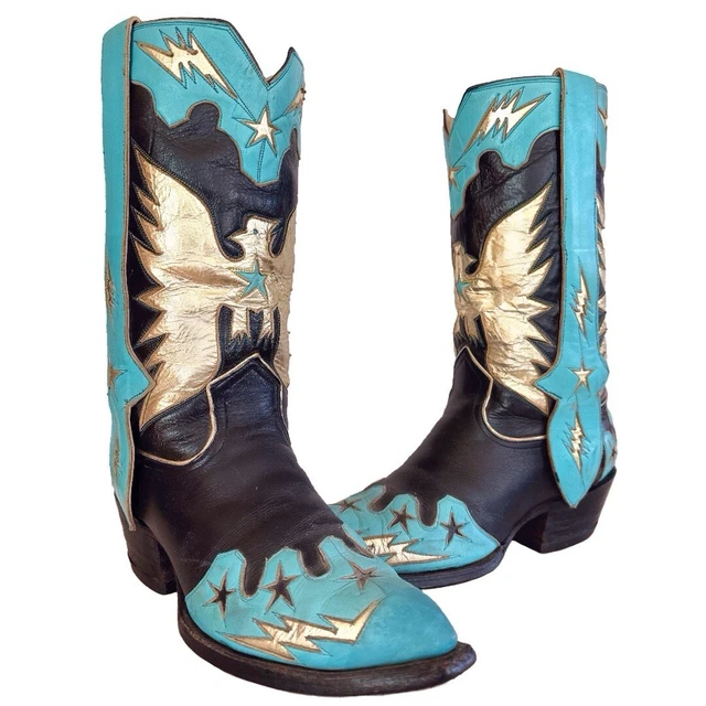 AUSTIN HALL BOOT CO. Vintage Handmade Eagle Mule Ear Men’s Western ...