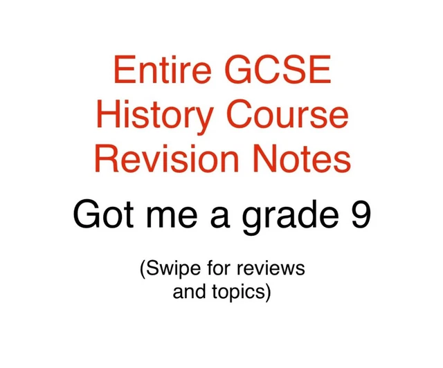 GCSE HISTORY REVISION Notes - Grade 9 level - Entire Course £9.99 ...