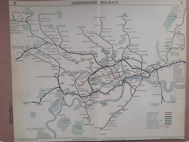 OLD LONDON UNDERGROUND TUBE MAP BARTHOLOMEWS DATED 1956 9"x11" £9.99 ...
