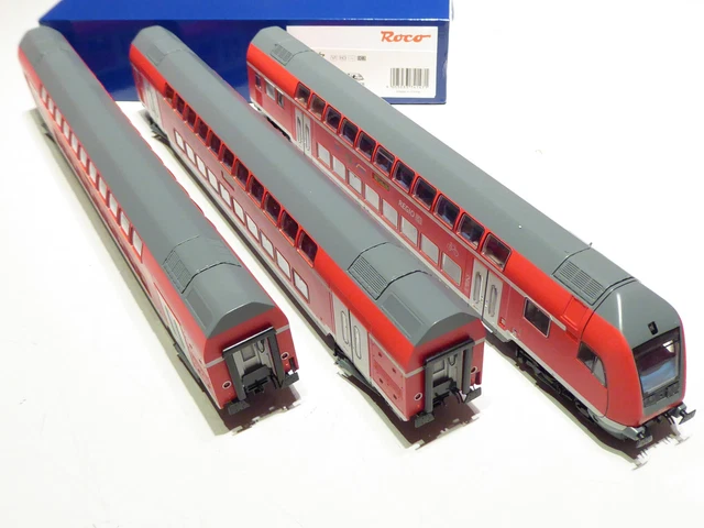 ROCO HO DB AG 3teiliges Set Doppelstockewagen rot 74147 OVP AC gebraucht EUR 199,99 - PicClick DE