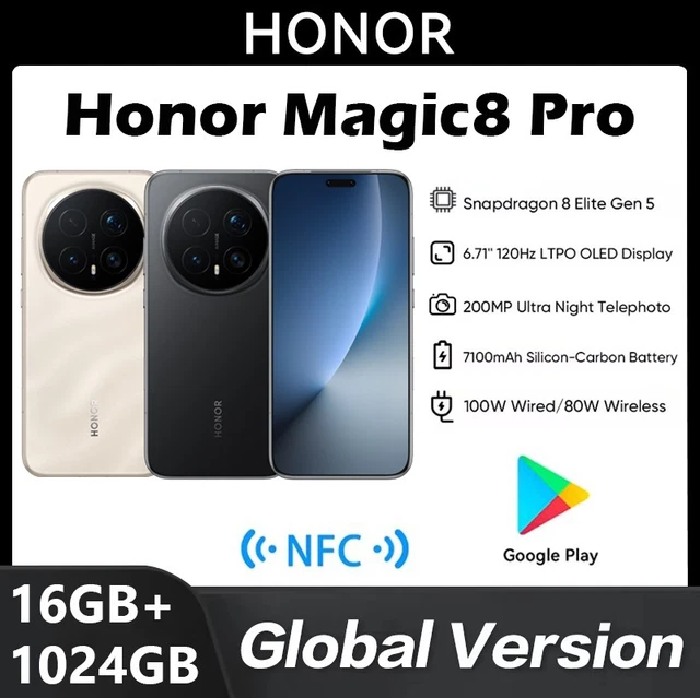 GLOBAL VERSION HONOR Magic 8 Pro 5G Snapdragon 8 Elite Gen5 200MP ...