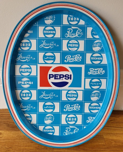 PEPSI-COLA VINTAGE INTERNATIONAL World Logo Oval Metal Serving Tray ...