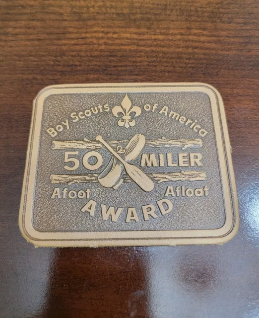 50 MILER LEATHER Award Patch A Foot A Float BSA Boy Scouts Of America ...