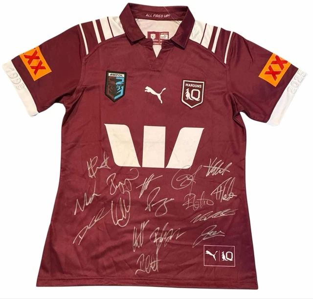 QUEENSLAND MAROONS *TEAM SIGNED 2025* State of Origin Jersey with COA ...