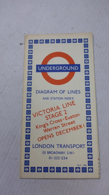 OLD 1968 POCKET Fold Out London Underground Map Victoria line Stage 2 ...