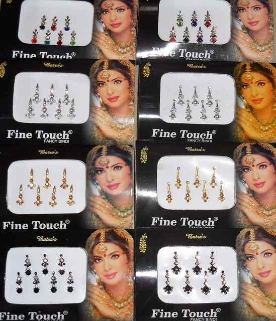 12 X ASSORTED Color Crystal Bindi, Forhead Striker Ladies Bridal ...