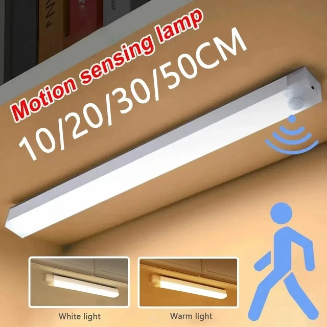 STRIP LIGHT LED PIR Motion Sensor USB Rechargeable Magnetic Cabinet ...