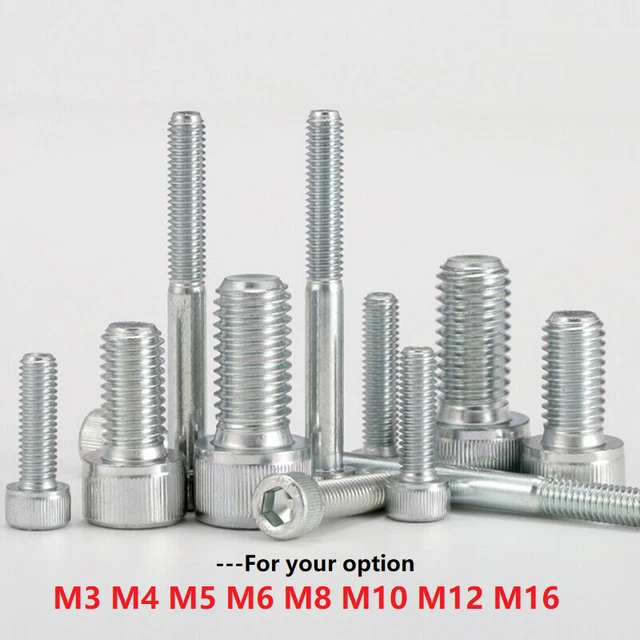 M8 M10 HEX Socket Cap head Screw Full / Partial Thread Allen key Bolt ...