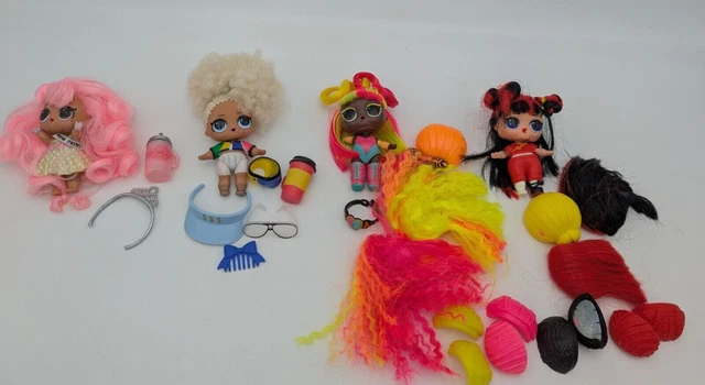LOL SURPRISE DOLLS hair goals lot Prom Princess, Black belt, Glow Grrl ...