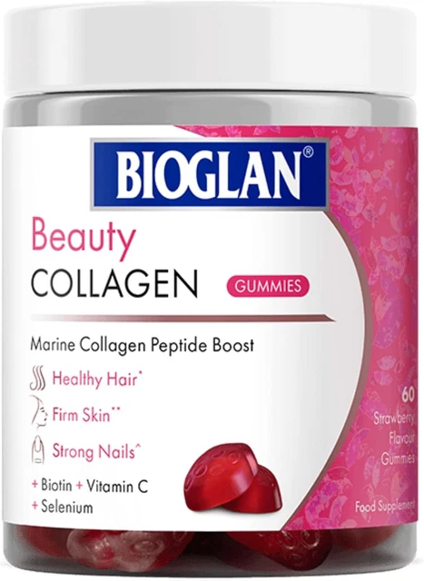 BIOGLAN BEAUTY COLLAGEN Gummies 1000mg Marine Collagen Biotin Selenium ...