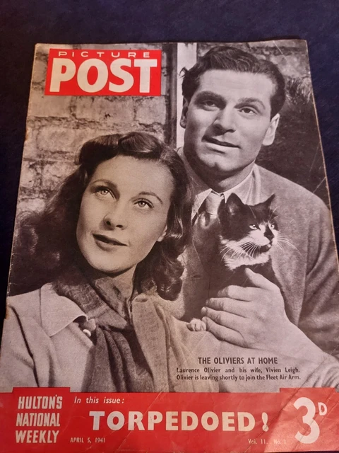 VINTAGE PICTURE POST Magazine 5th APRIL 1941 Vivien Leigh Laurence ...
