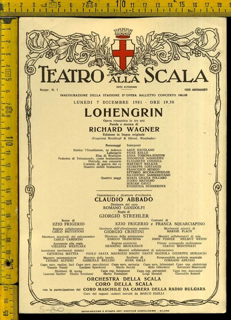 TEATRO ALLA SCALA Locandina 17x24 1981 Lohengrin Richard Wagner s 080 ...
