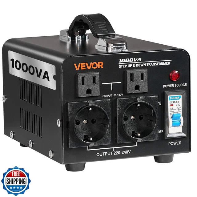 VEVOR VOLTAGE CONVERTER Transformer, 1000VA, Heavy Duty Step Up/D $80.00 - PicClick CA