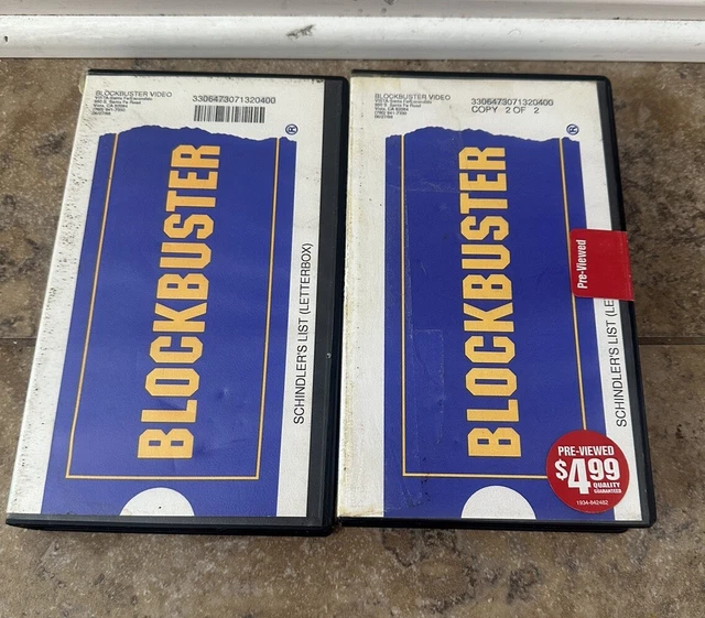 BLOCKBUSTER VIDEO ATLANTA VHS Plastic Clamshell Case Tape- 1&2Schindler ...