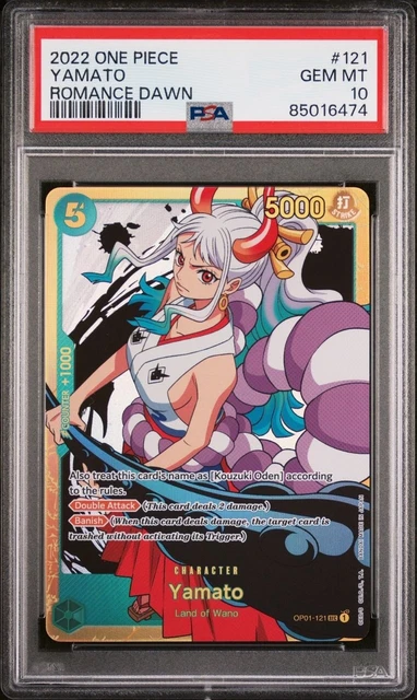 OP01-121 YAMATO SEC Romance Dawn One Piece Gioco di carte inglese PSA 10 GEM EUR 2,10 - PicClick IT