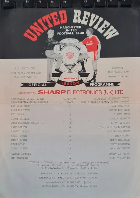 MANCHESTER UNITED IN the FA Youth Cup--1990's--17 Programmes--All ...
