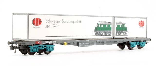 HAG 'HO' GAUGE 389 SBB CFF FFS BOGIE FLAT WAGON WITH 'Ae 4/7' CONTAINERS EUR 56,83 - PicClick FR