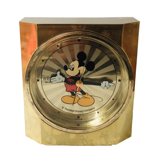 VINTAGE THE WALT Disney Mickey Mouse Seiko Quartz Desk Clock with Alarm ...
