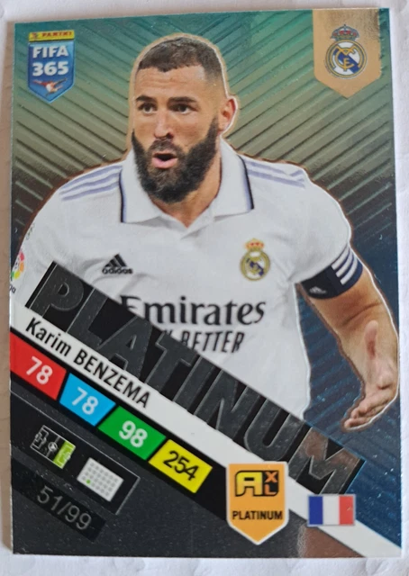 PANINI ADRENALYN FIFA 365 2023 Platinum Karim Benzema 51/99 EUR 29,00 ...