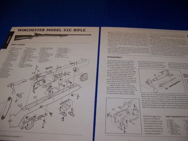 WINCHESTER MODEL 52C Rifle (.22)..Legend/Exploded View/Disassembly ...