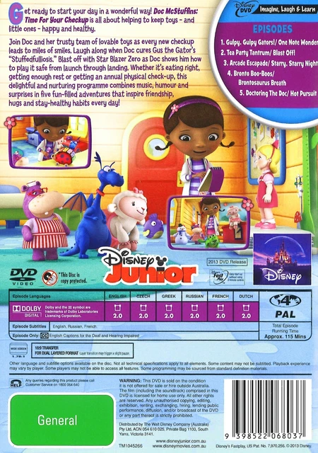 109 A NEW SEALED DOC MCSTUFFINS TIME FOR YOUR CHECKUP DVD Region 4 $12. ...