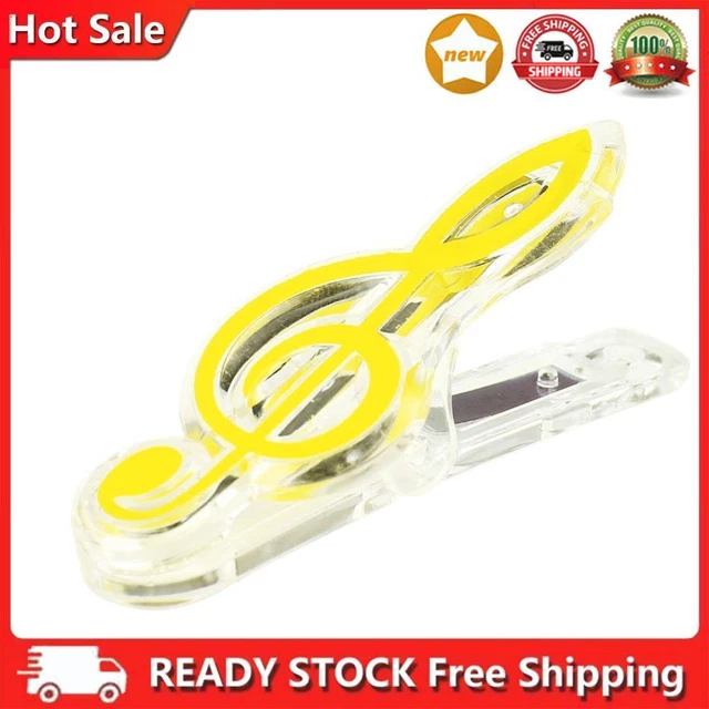 PLASTIC MUSICAL NOTE Letter Paper Clip Piano Sheet Spring Holder ...