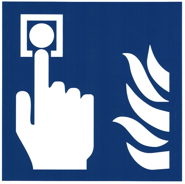 AUFKLEBER HAUSALARM BLAU Brandmelder Feuermelder Druckknopfmelder 15x15 ...
