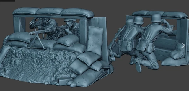 WW2 GERMAN MACHINE Gunners Full Set Soldiers 1/24th Resin Printed £34. ...