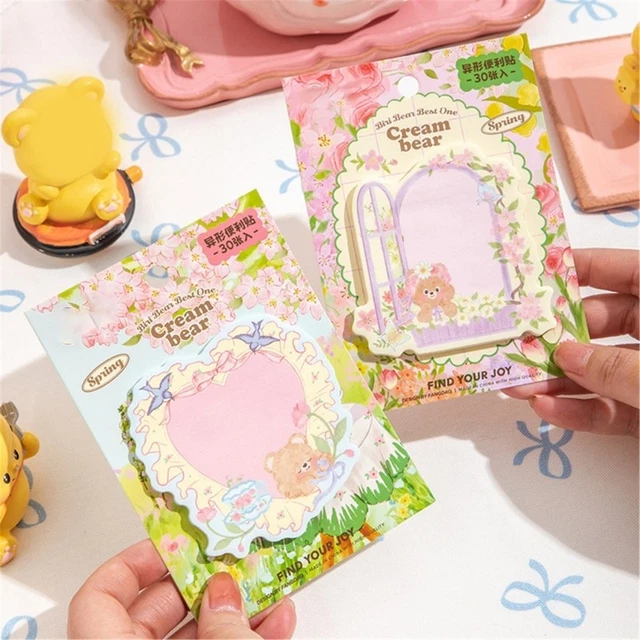 30 SHEET CARTOON Bear Notes Sticky Note Paper for Writing Small Notes ...