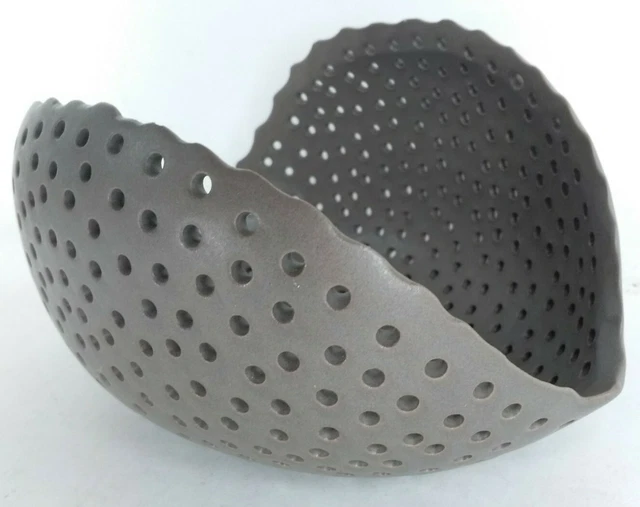 JENNIFER DUMET TEA light candle holder clam shell brown ceramic $11.55 ...