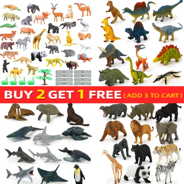 WILD ANIMALS ZOO Safari Farm Playset Toy Jungle Animal Figures Kids ...